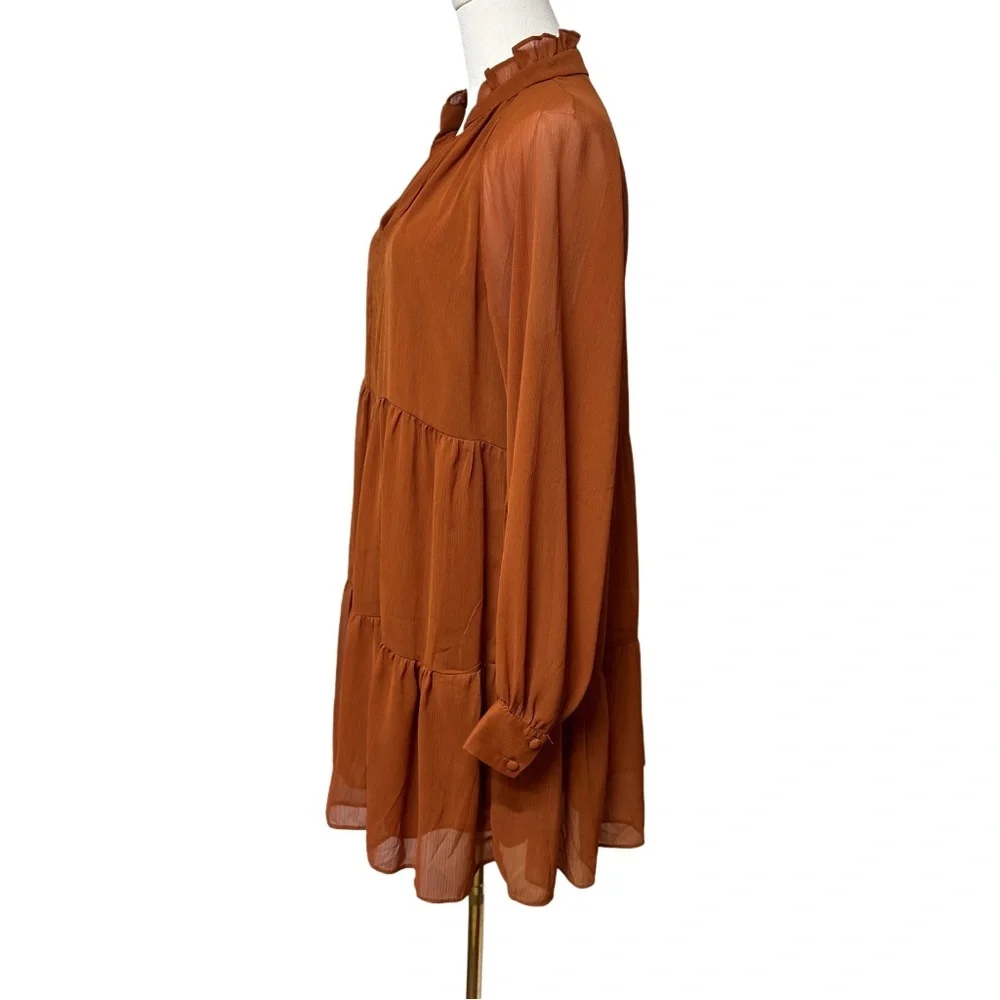 1. State | Dresses | State Burnt Rust Orange Baby Dolled Sheer Overlay ...